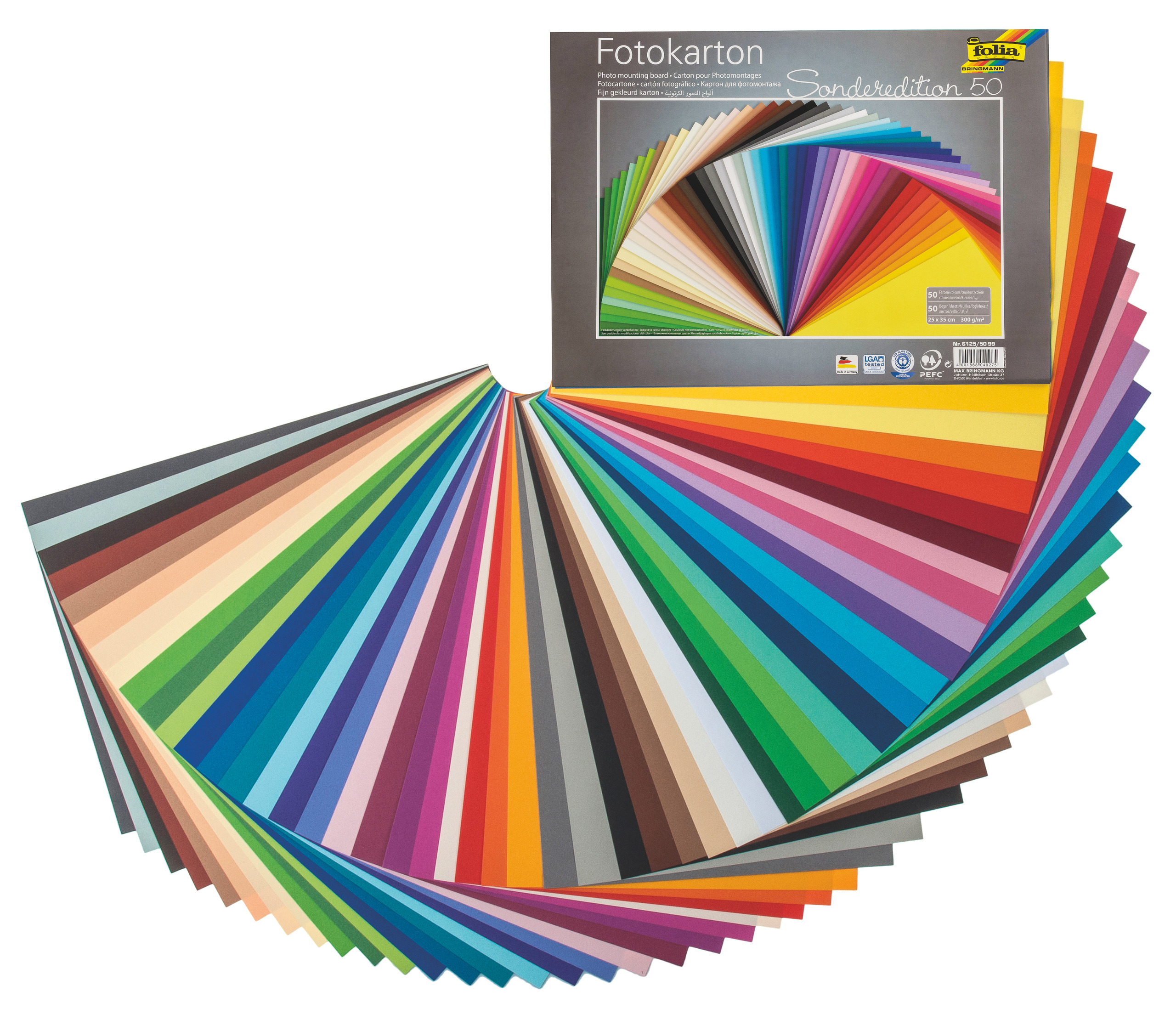Cartulina (25 x 35 cm) colores surtidos, 50 hojas | 428916