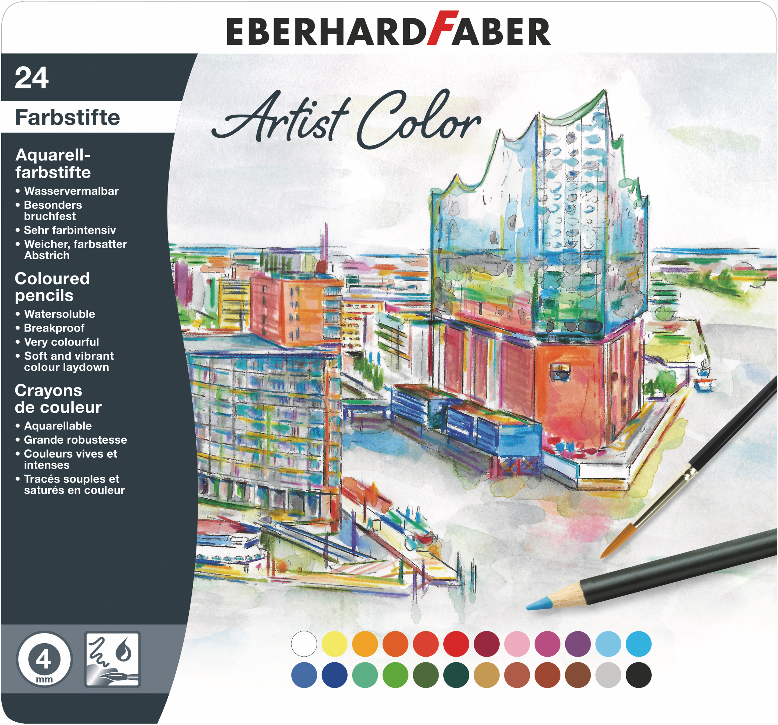 Eberhard Faber Artist Color Crayons aquarelle, set de 24 pièces | 585702