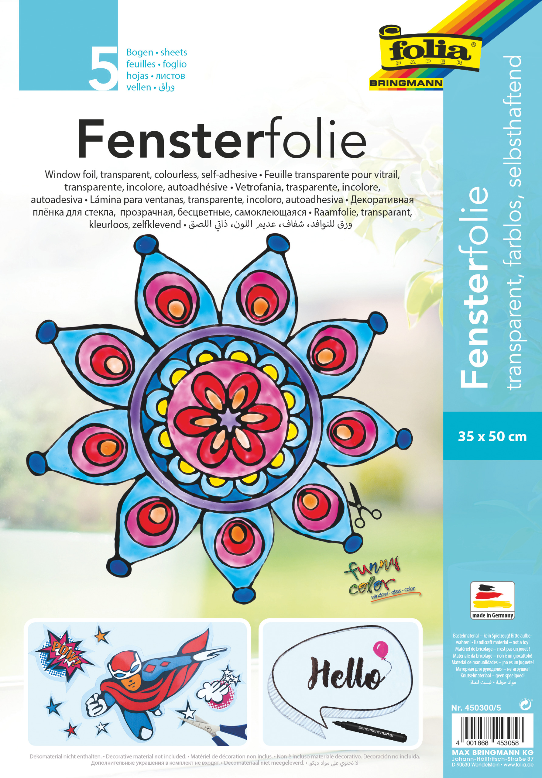 Window Color Folie selbsthaft., 10 Blatt (35x50cm) | 411584
